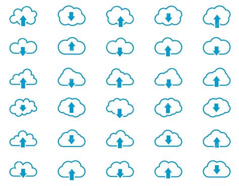 클라우드 라인 아이콘 개요 벡터 일러스트 레이 션 선형 그림을 설정 프리미엄 벡터