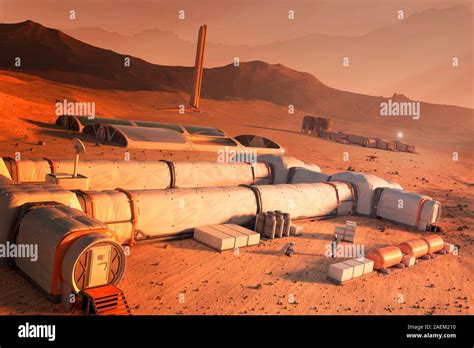 Manned Base On Mars Illustration Stock Photo Alamy