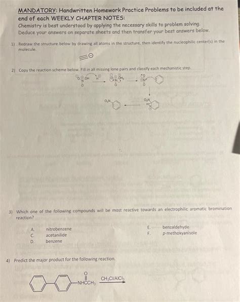 Solved Mandatory Handwritten Homework Practice Problems To