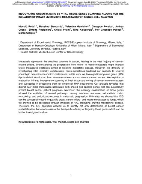 Pdf Indocyanine Green Imaging By Vital Tissue Slices Scanning Allows
