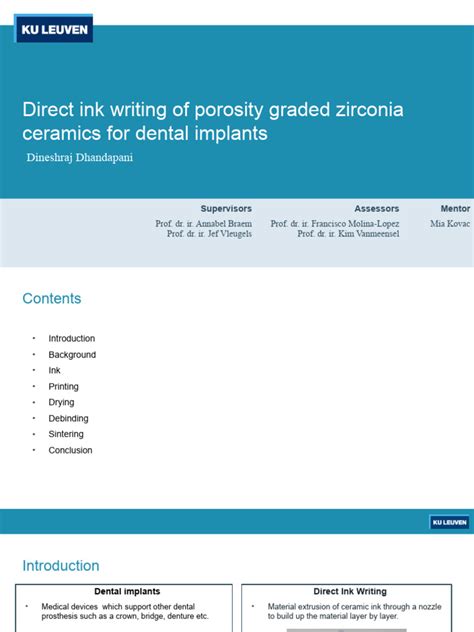 Direct Ink Writing Of Porosity Graded Zirconia Ceramics Final Presentation Pdf Zirconium