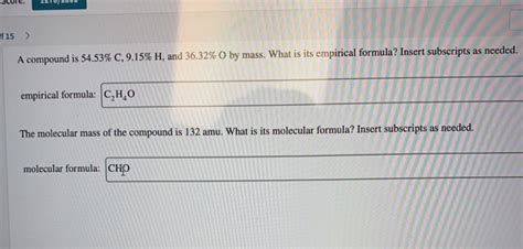 solved the molecular mass of the compound is 132 amu what