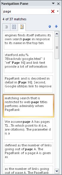 The Word Navigation Pane