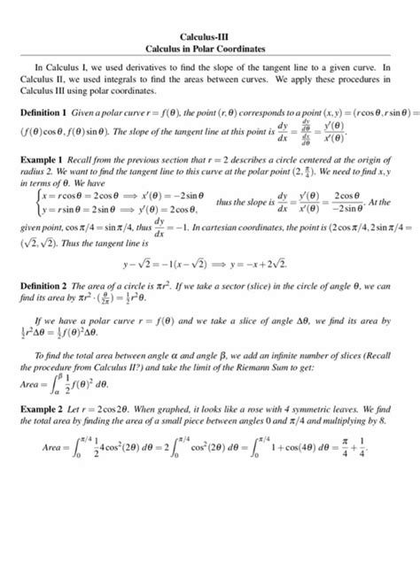 Solved Calculus Iii Calculus In Polar Coordinates In