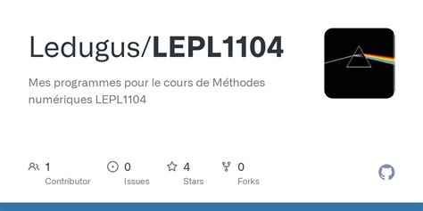 GitHub Ledugus LEPL Mes programmes pour le cours de Méthodes numériques LEPL
