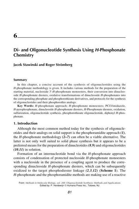 Pdf Oligonucleotide Synthesis Volume 288 Di And Oligonucleotide