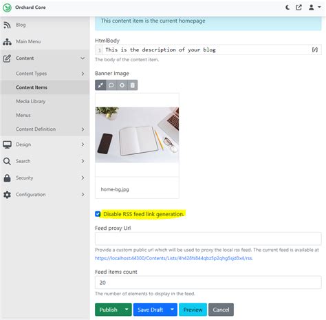 Enabledisable Rss Feed Per List Use Webapplica Orchard Dojo