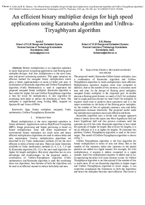 pdf an efficient binary multiplier design for high speed applications