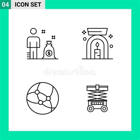 Pack Of 4 Line Style Icon Set Outline Symbols For Print Creative