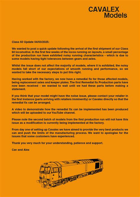 Class 60 Update 04032025 — Cavalex Models