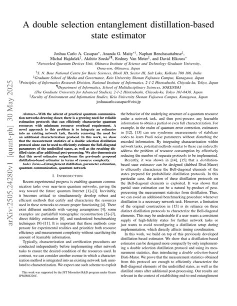 Pdf A Double Selection Entanglement Distillation Based State Estimator