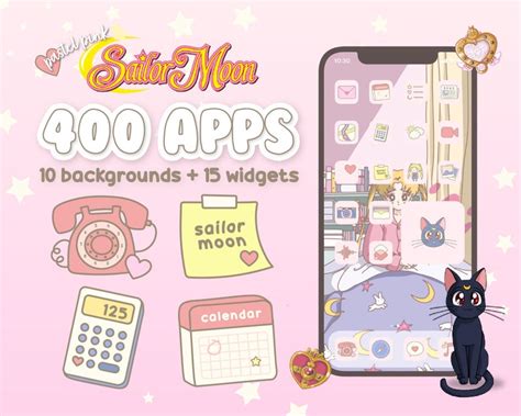 Ios 16 App Icons 400 Pack Cute Kawaii Sailor Moon Pink Pastel Etsy Canada