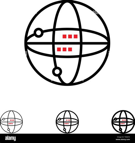 World Internet Computing Globe Bold And Thin Black Line Icon Set