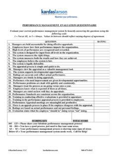 PERFORMANCE MANAGEMENT EVALUATION QUESTIONNAIRE Performance Management Evaluation