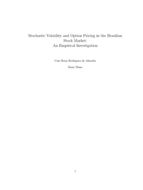 Samy Stochastic Volatility And Option Pricing In The Brazilian Download Free Pdf