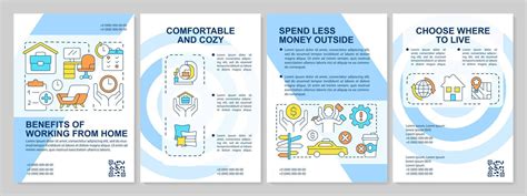 Remote Workplace Benefits Blue Brochure Template Work From Home Leaflet Design With Linear