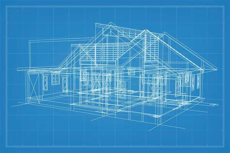3d Render Of Building Wireframe Structure Perspective Wireframe Of House Exterior Abstract