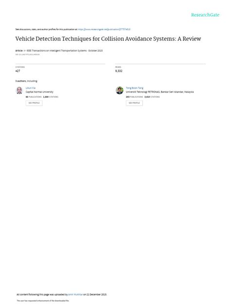 Vehicle Detection Techniques Pdf Lidar Computer Vision