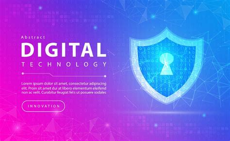 Technology Security Abstract Background Concept Digital Technology Banner Pink Blue Background