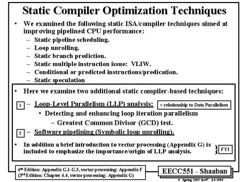 Static Compiler Optimization Techniques We Examined The Following