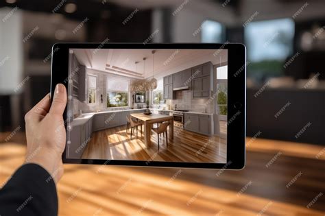 premium ai image using tablet for augmented reality furniture