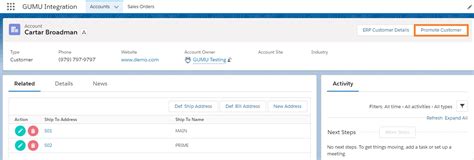 Promote Salesforce Account To Sage X3 Customer Using Gumu™ Lightning Version