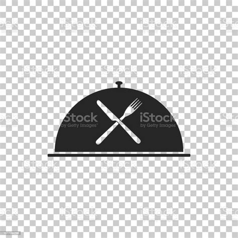 투명 한 배경에 고립 된 교차 포크와 나이프 아이콘으로 접속이 레스토랑 기호입니다 평면 디자인입니다 벡터 일러스트 레이 션 가리기에 대한 스톡 벡터 아트 및 기타 이미지