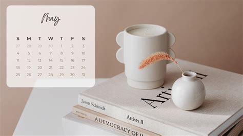 Beige Aesthetic Photo May 2025 Calendar Desktop Wallpaper Templates