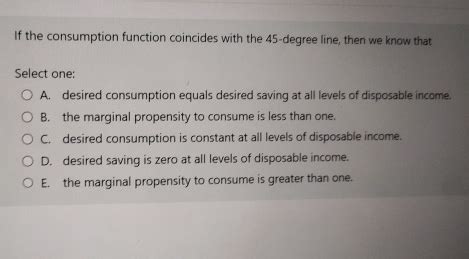 Solved If The Consumption Function Coincides With The Chegg