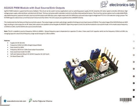 SG PWM Module With Dual Source Sink Outputs Electronics Lab Com