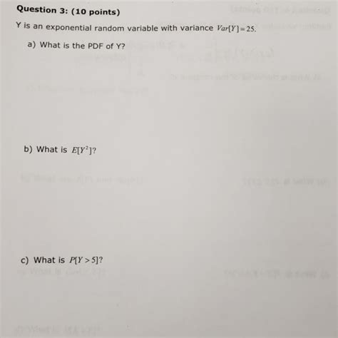 Solved Question 3 10 Points Is An Exponential Random