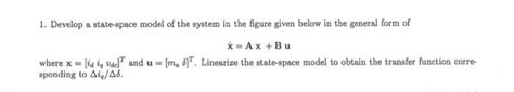 Solved 1 Develop A State Space Model Of The System In The Chegg Com