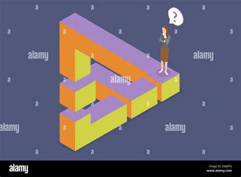 3d Isometric Flat Conceptual Illustration Of Impossible Figure Business Challenge 3d Isometric