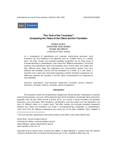 pdf the task of the translator comparing the views of the client