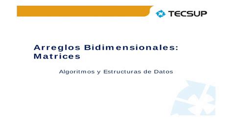 Algoritmos Y Estructura De Datos Arreglos Bidimensionales Matrices [pdf Document]