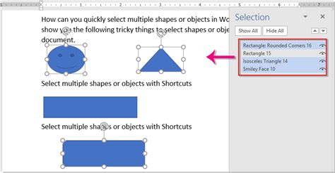 How To Select Multiple Shapes Or Objects In Word