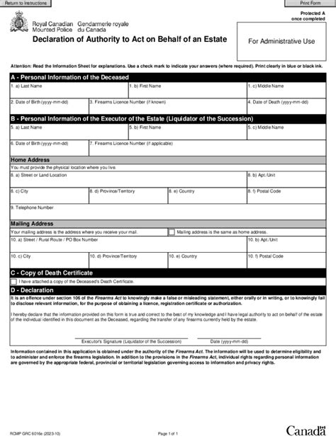 Fillable Online Information Sheet Non Resident Firearm Declaration Fax Email Print Pdffiller