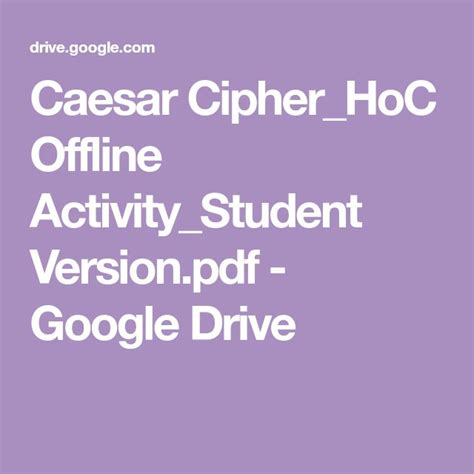 Caesar Cipher Offline Activity