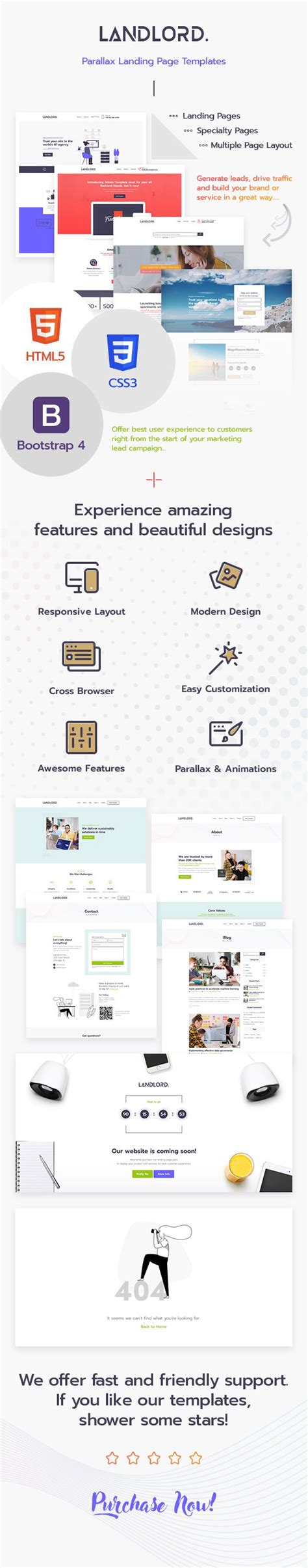 landlord parallax landing page templates code market