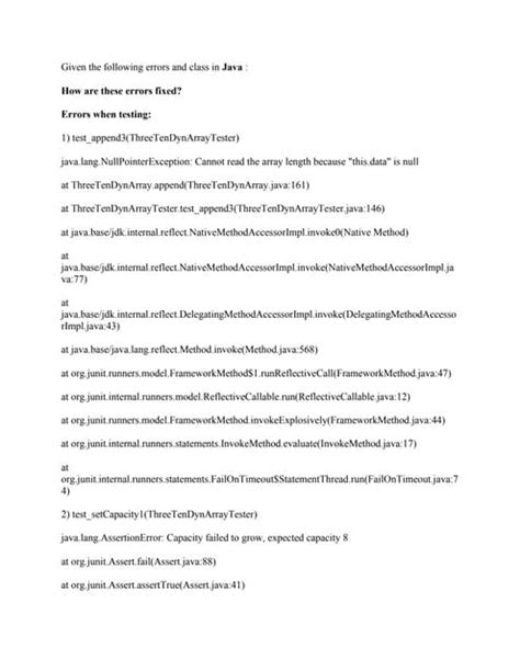 Given The Following Errors And Class In Java How Are These Errors Fixpdf