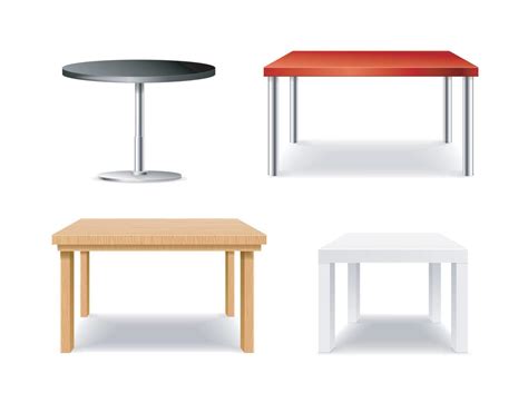 Realistic Detailed 3d Different Table Set Vector 17333752 Vector Art