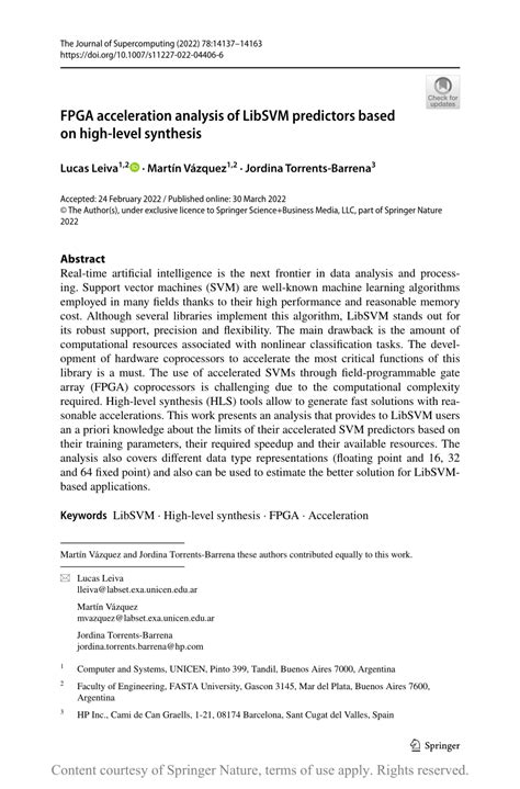 Fpga Acceleration Analysis Of Libsvm Predictors Based On High Level Synthesis Request Pdf