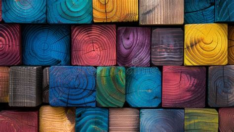 Colorful Wooden Blocks Are Artfully Arranged Highlighting Their Unique