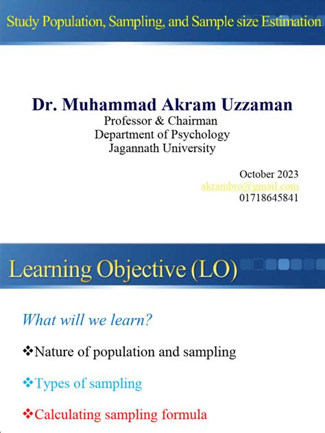 Dr. Akram - Sampling | PDF | Sampling (Statistics) | Standard Deviation