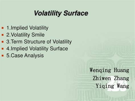 Ppt Volatility Surface 1 Implied Volatility 2 Volatility Smile 3 Term Structure Of Volatility