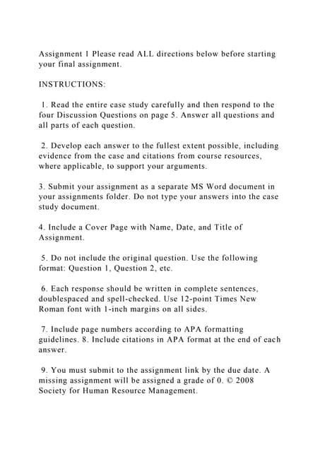 Assignment 1 Please Read All Directions Below Before Starting Your Fdocx