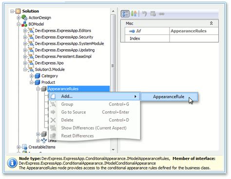 Declare Conditional Appearance Rules In The Application Model Xaf