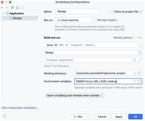 Program Arguments VM Options Environment Variables IntelliJ IDEA Documentation
