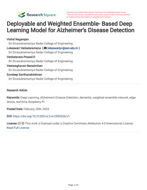 Pdf Deployable And Weighted Ensemble Based Deep Learning Model For Alzheimers Disease Detection