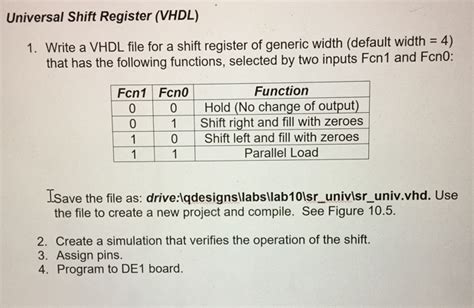 Universal Shift Register VHDL 1 Write A VHDL File Chegg Com
